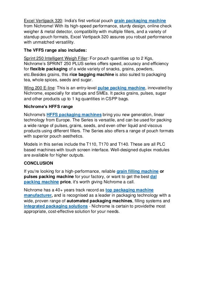 COMPETENT, COST-EFFECTIVE GRAINS & PULSES PACKAGING SOLUTIONS FROM ...