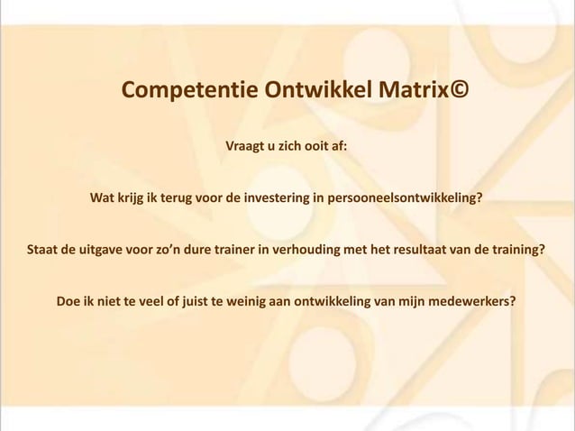 Competentie ontwikkel matrix© | PPT