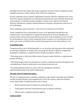 Competetion in market promotes economic efficiency | DOCX