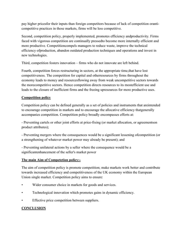 Competetion in market promotes economic efficiency | PDF