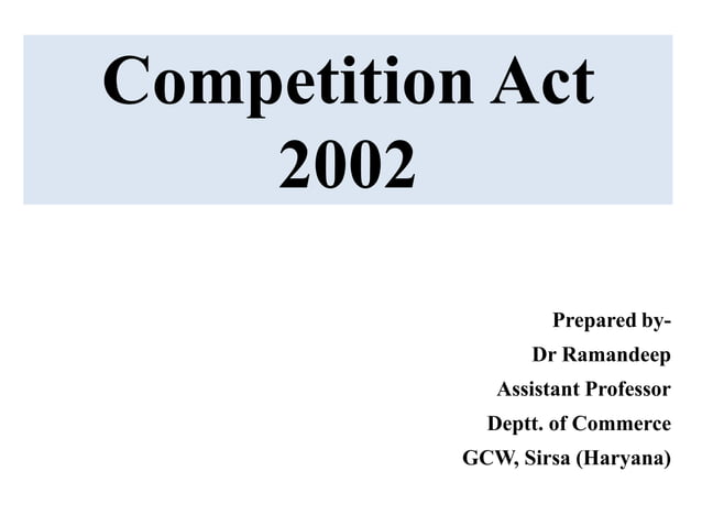 Competition act 2002 | PPTX