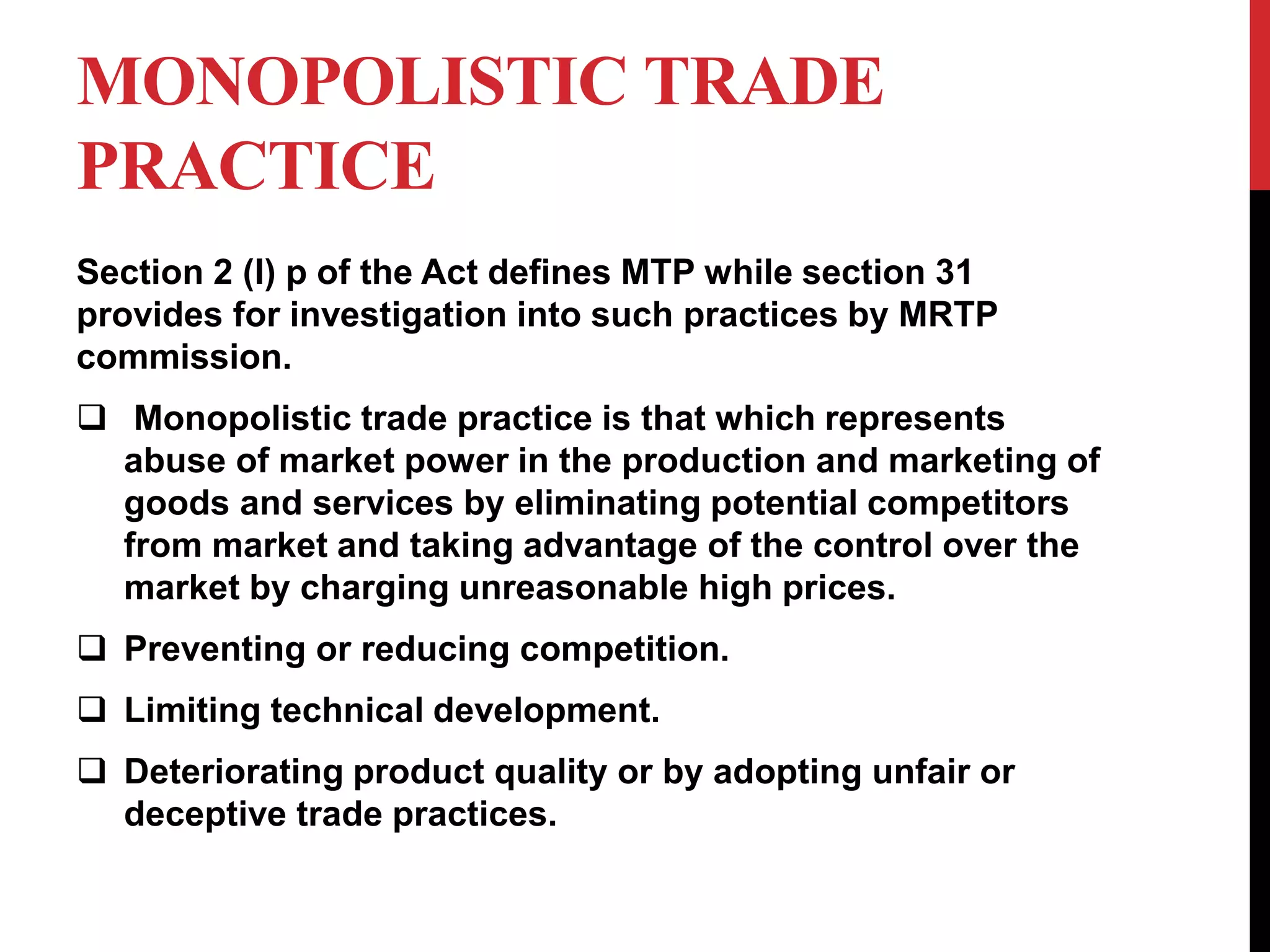 MRTP Act 1969 and Competition Act 2002 | PPTX | Business | Business and ...