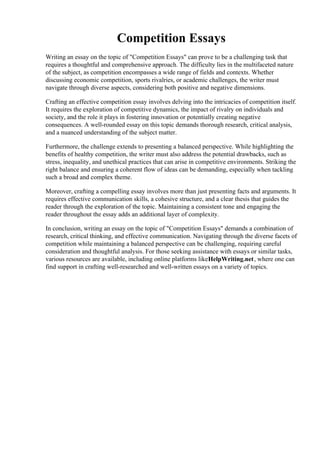Competition Essays | PDF