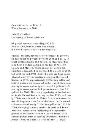Competition in the Bottled Water Industry in 2006 John E.docx