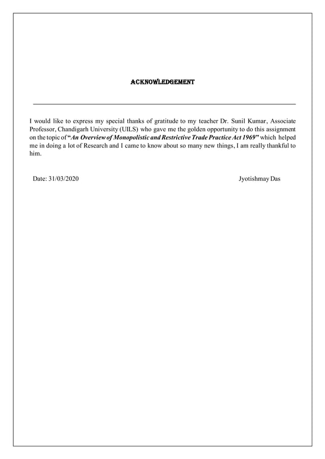 An overview of MRTP Act, 1969. | PDF | Business | Business and Finance