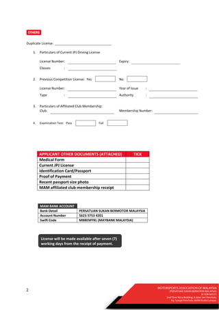 MAM Competition License Application Form 2025 | PDF