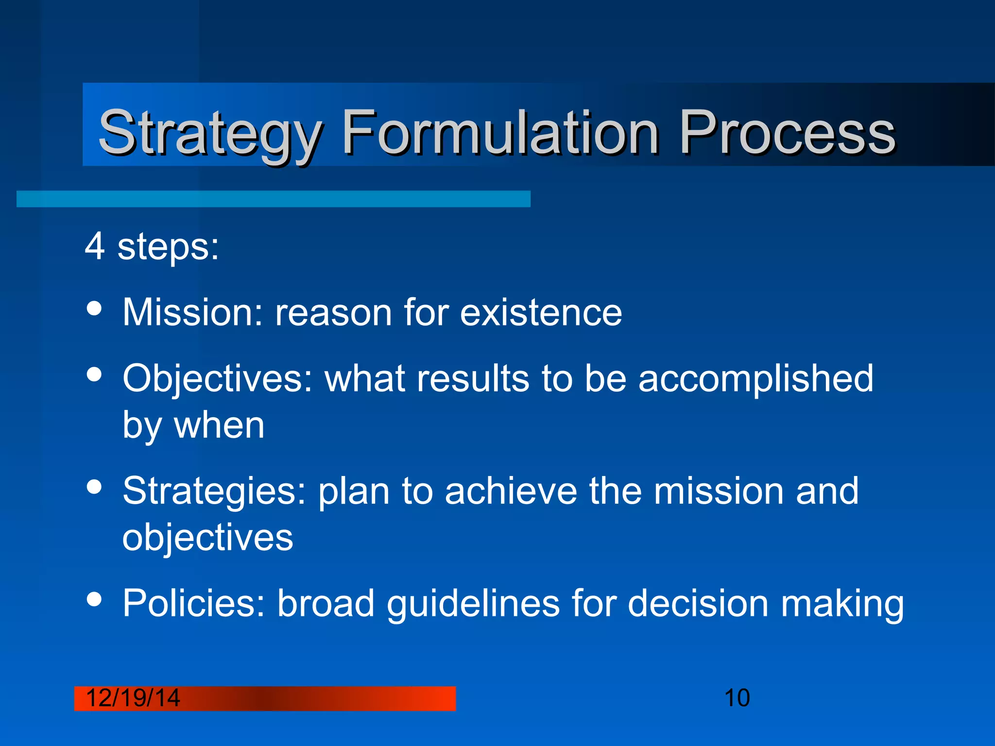 Competitive advantage and strategy formulation process | PPT