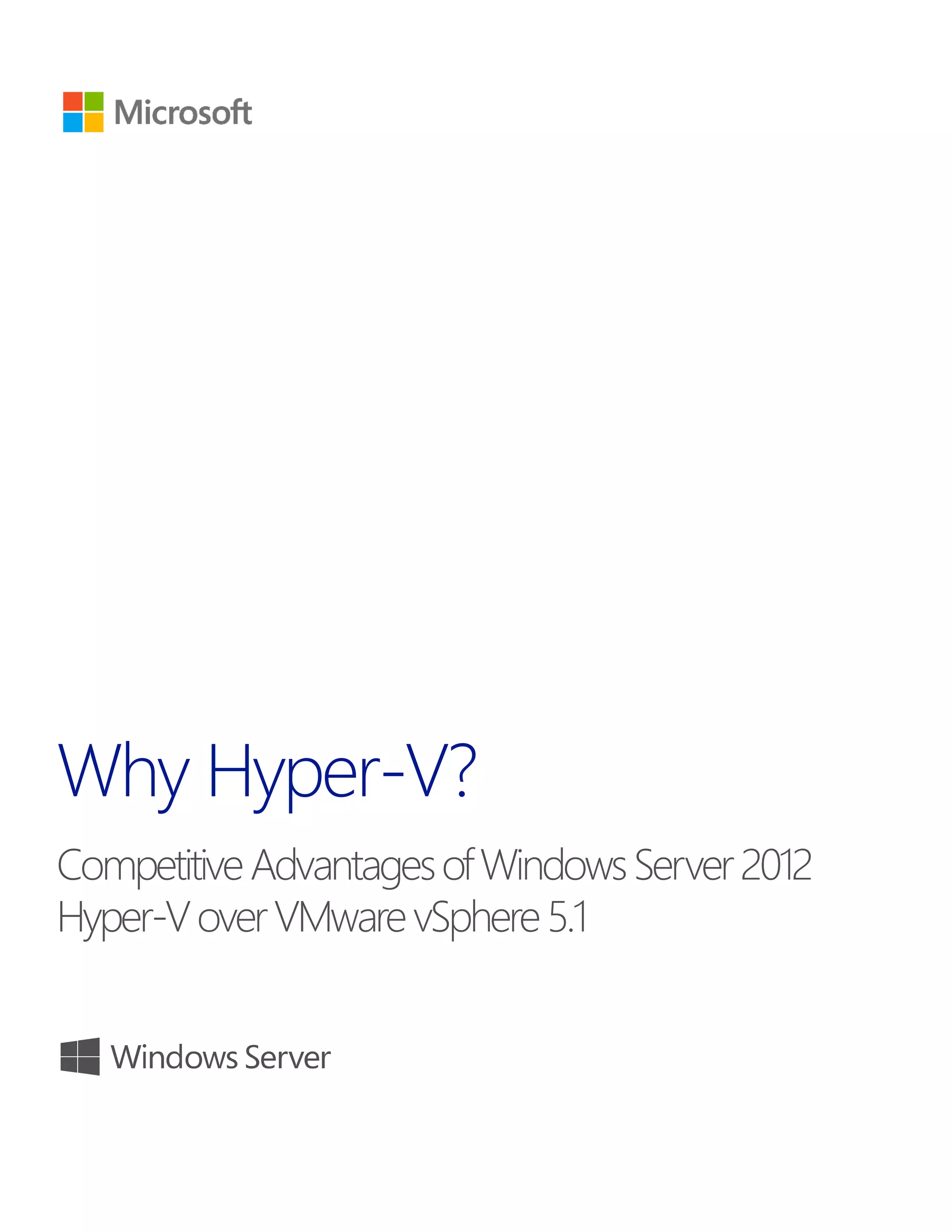 Competitive advantages-of-windows-server-hyper-v-over-v mware-v-sphere | PDF