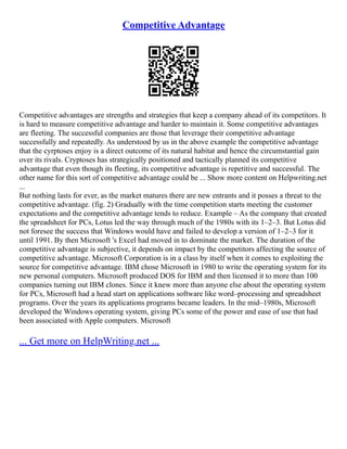 Competitive Advantage | PDF