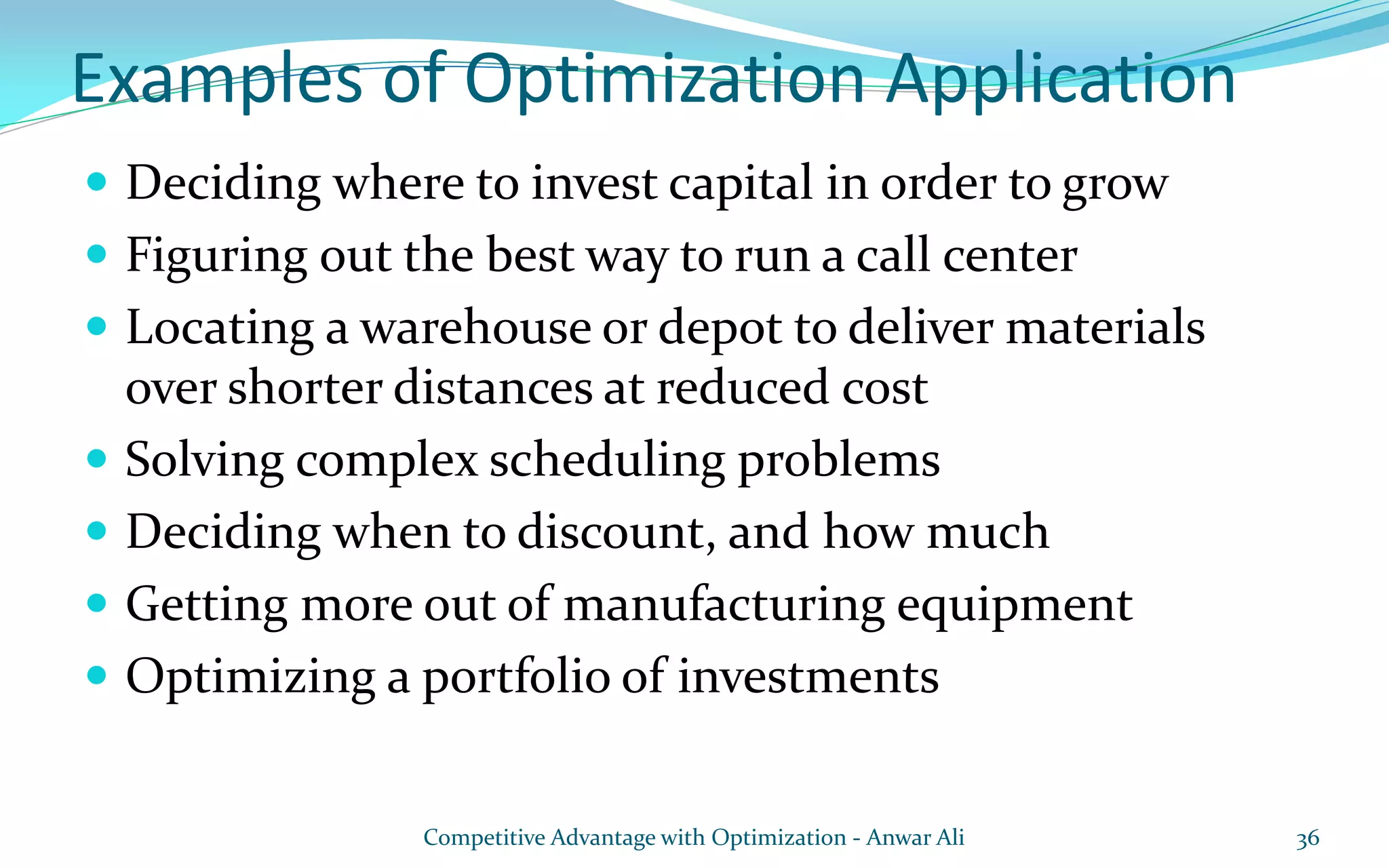 Competitive Advantage with Optimization MII | PPT