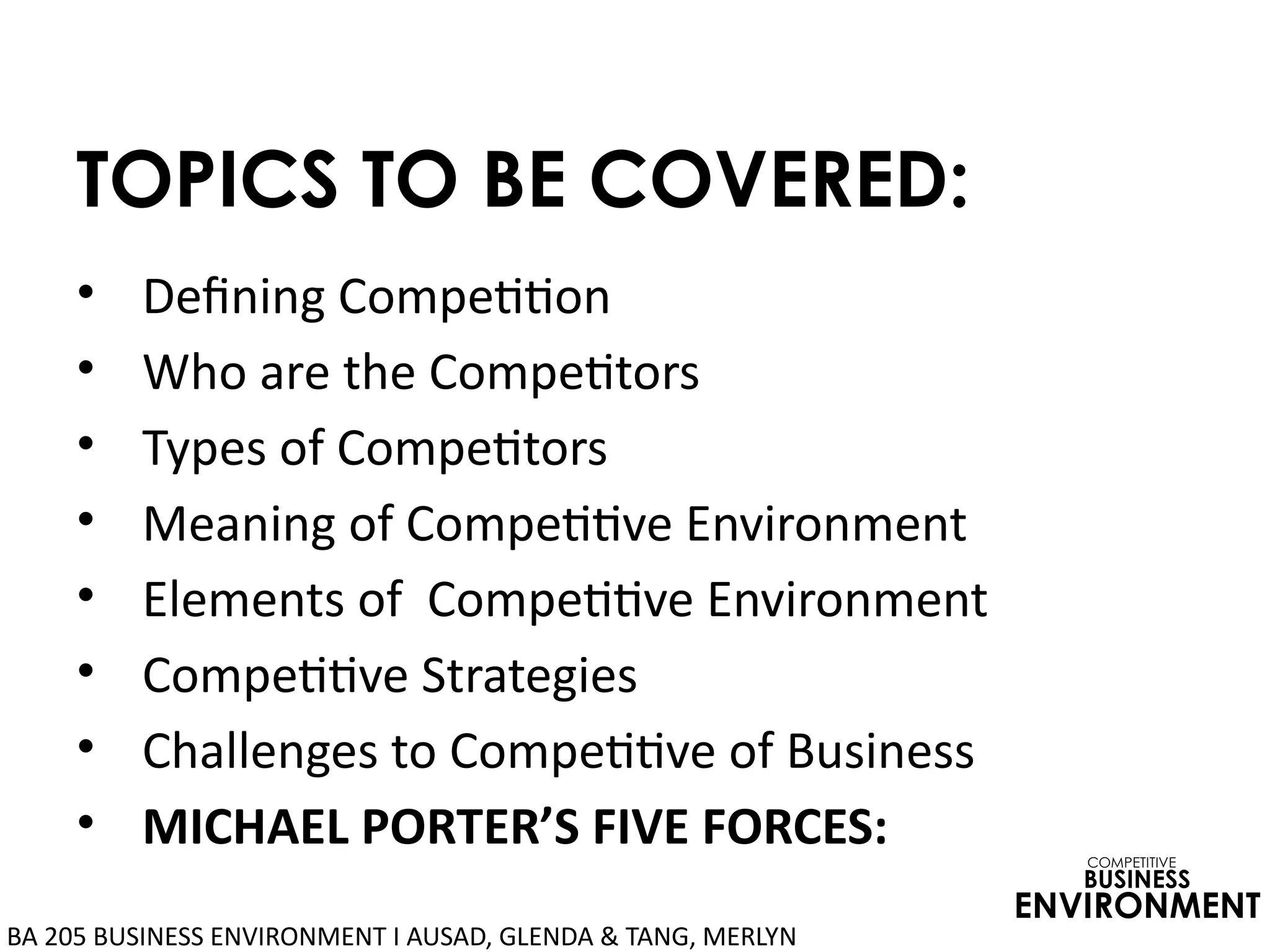 COMPETITIVE BUSINESS ENVIRONMENT2016.pptx | Business Administration ...