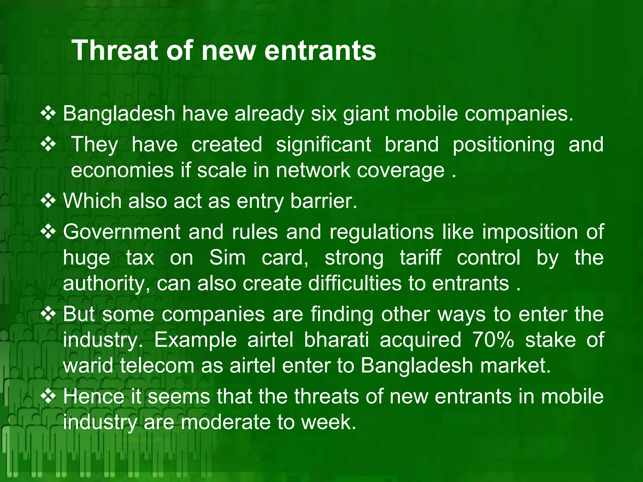 Competitive forces of telecommunication in bangladesh | PPTX