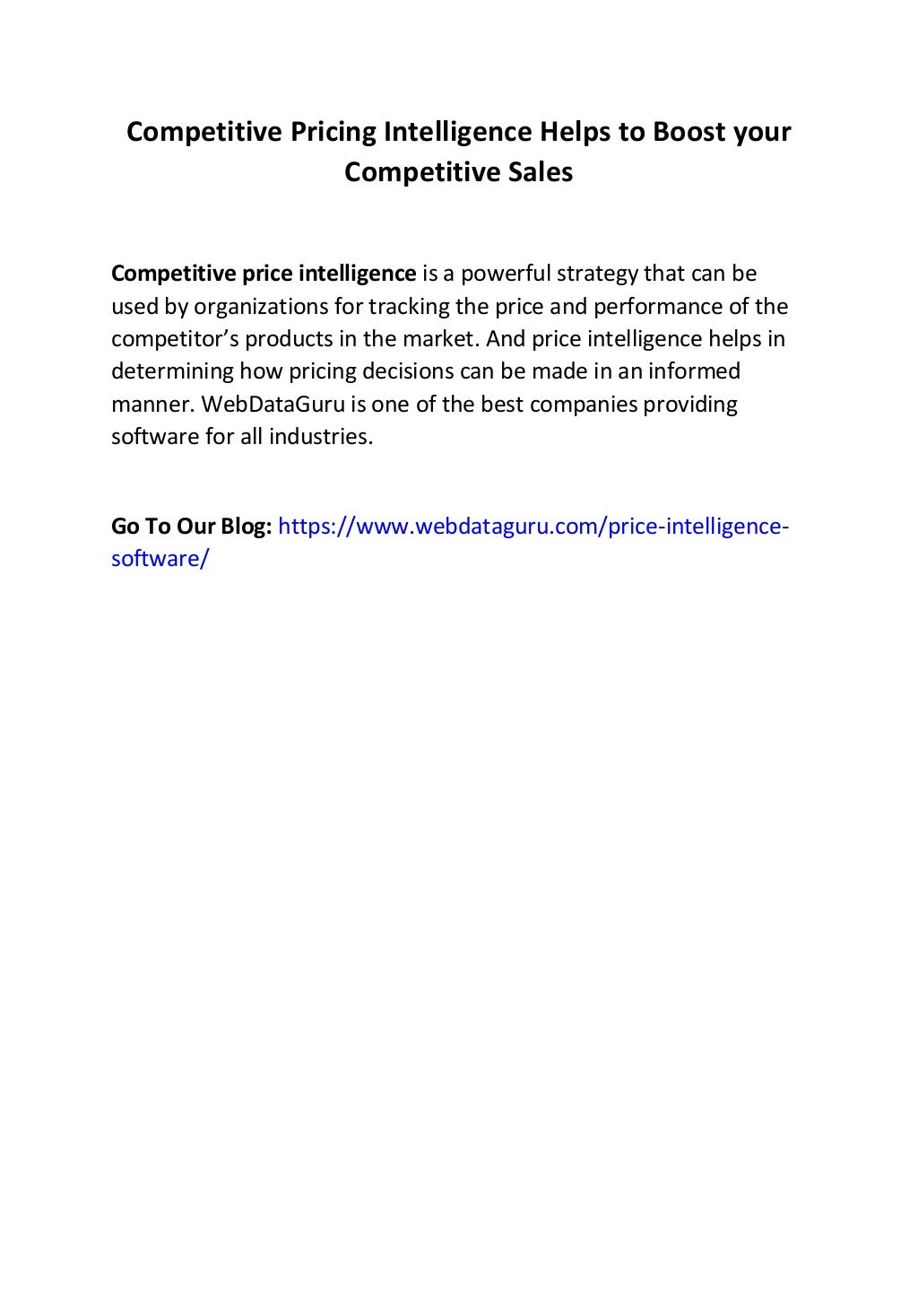 Competitive Pricing Intelligence Helps to Boost your Competitive Sales ...