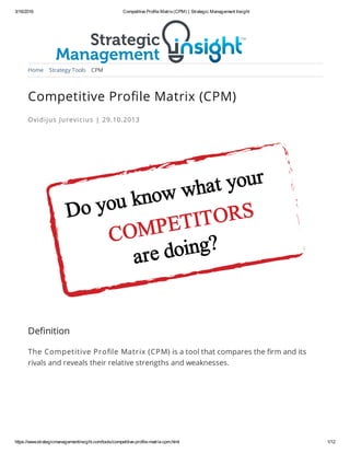 Competitive profile matrix (cpm) strategic management insight | PDF