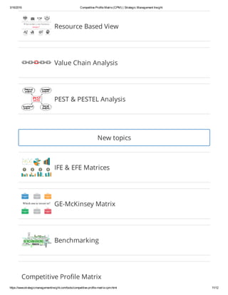 Competitive profile matrix (cpm) strategic management insight | PDF