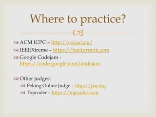 Competitive Programming | PPTX | Educational Assessment | Education