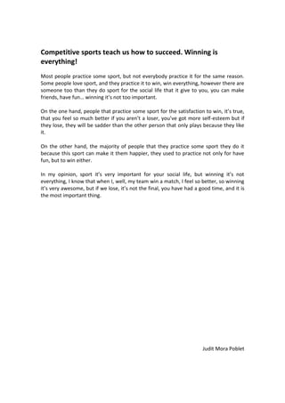 Competitive sports teach us how to succeed | PDF
