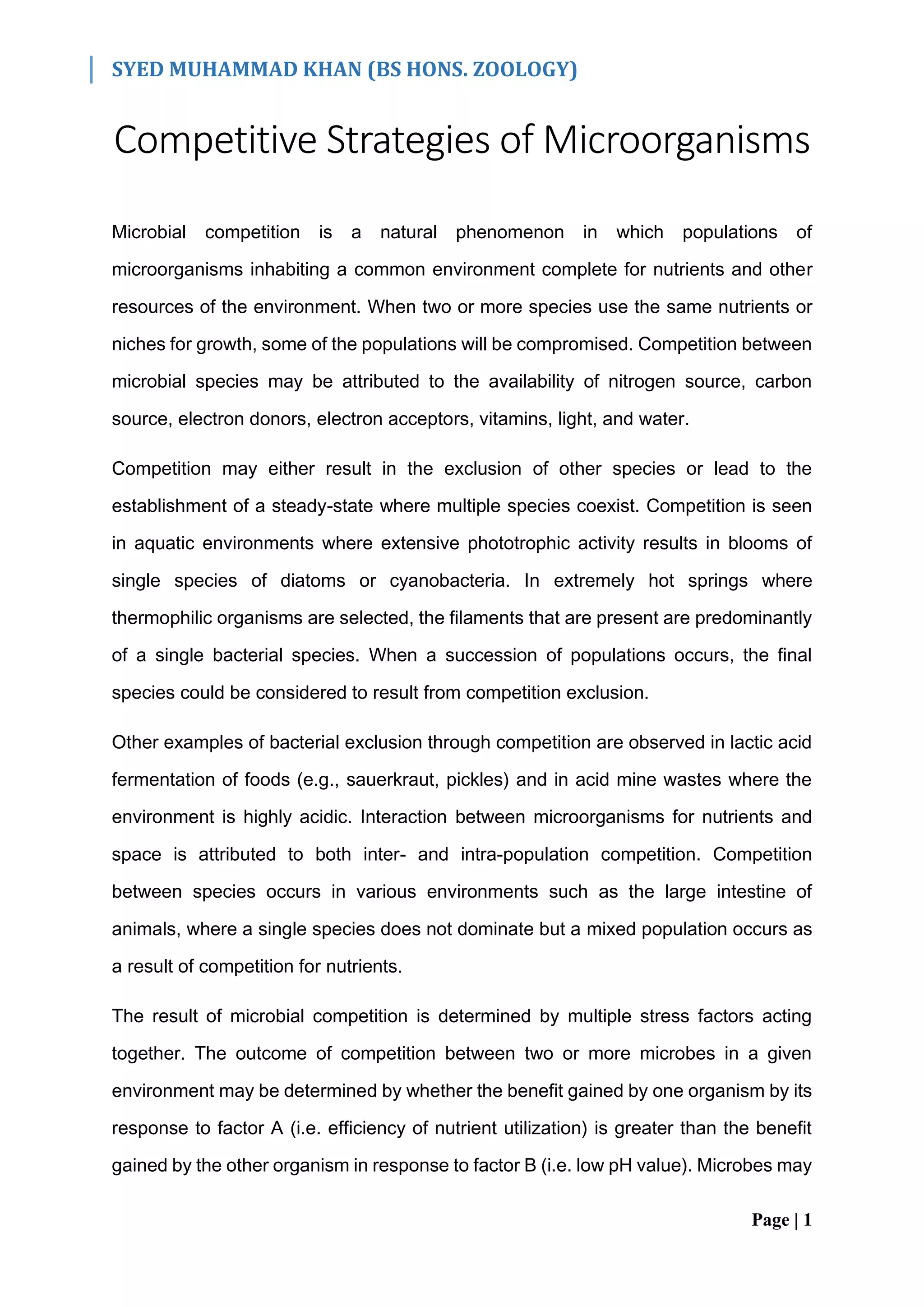 Competitive Strategies of Microorganisms | PDF