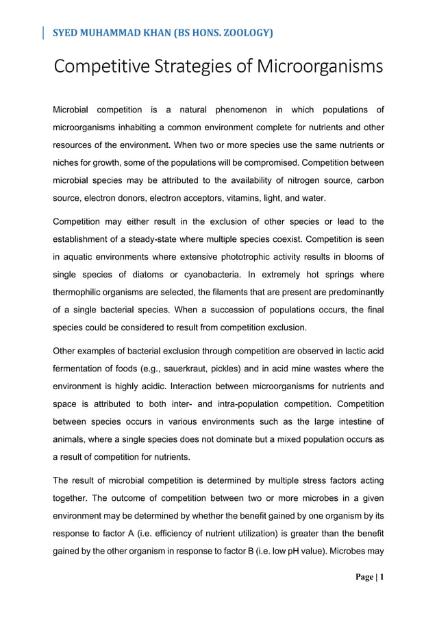 Competitive Strategies of Microorganisms | PDF | Biological Sciences | Science