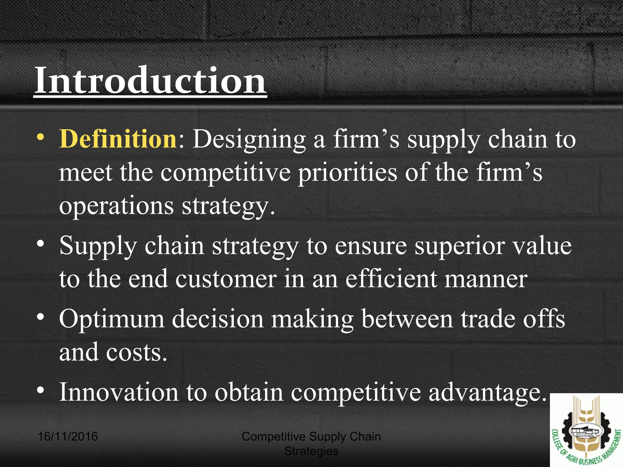 Competitive supply chain strategies lsm | PPT