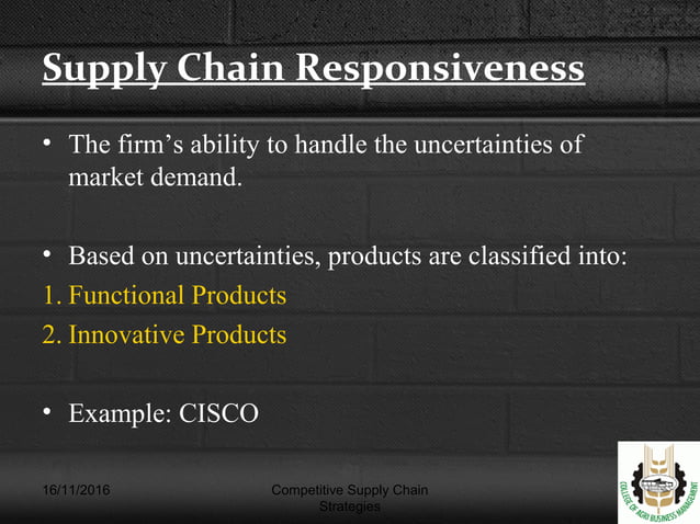 Competitive supply chain strategies lsm | PPT | Logistics | Business