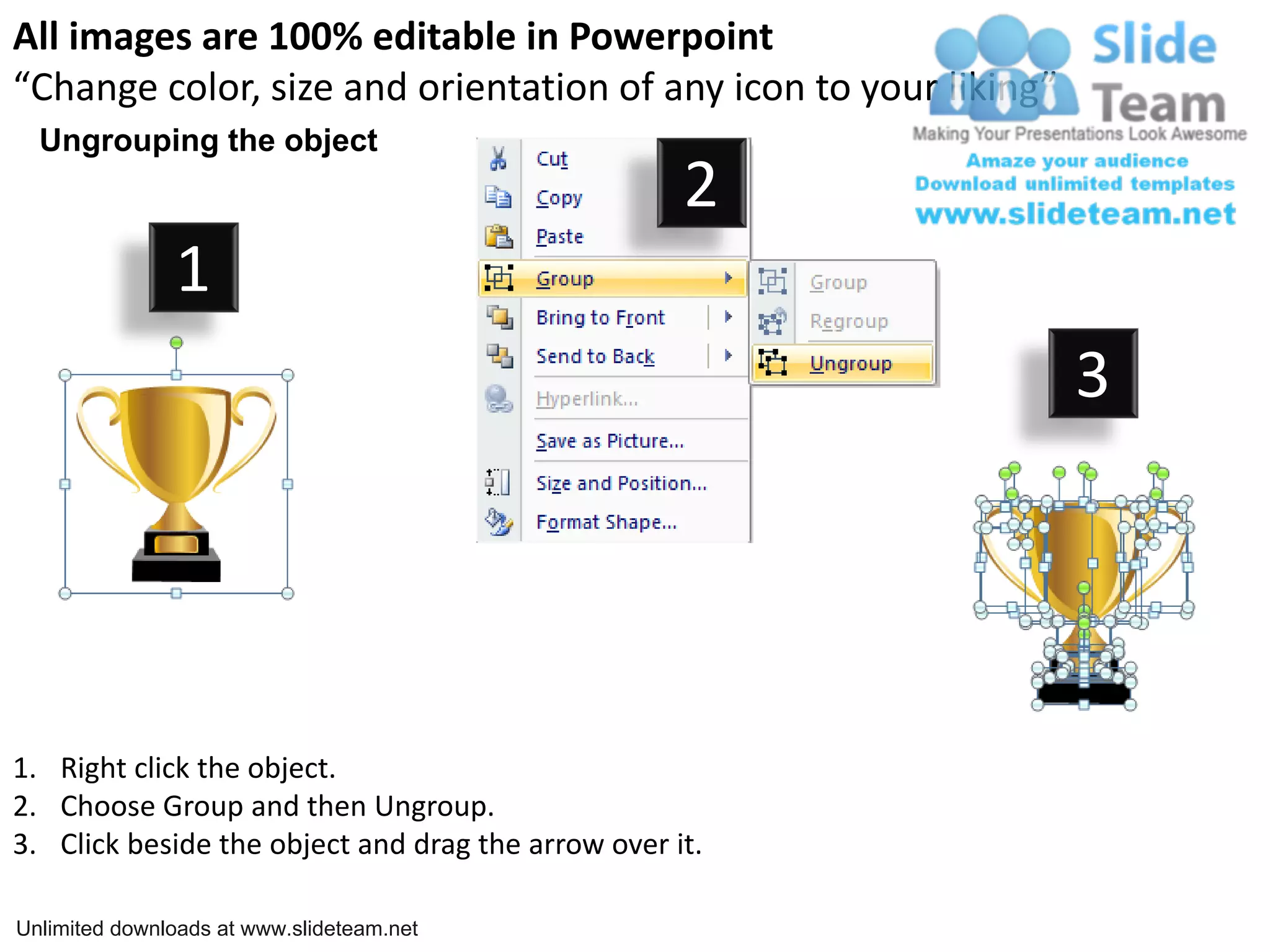 Competitive winners trophy gold silver and bronze podium power point ...
