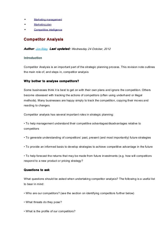 Competitor analysis