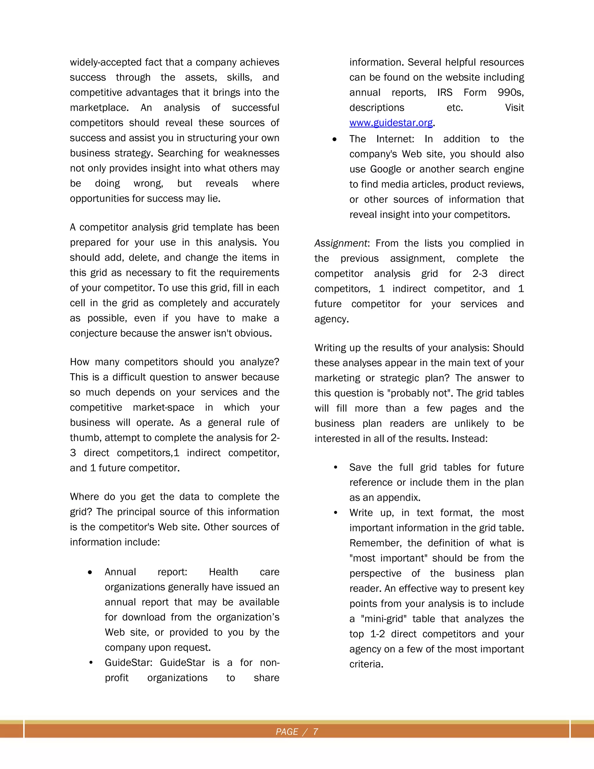 Competitor analysis report format | PDF