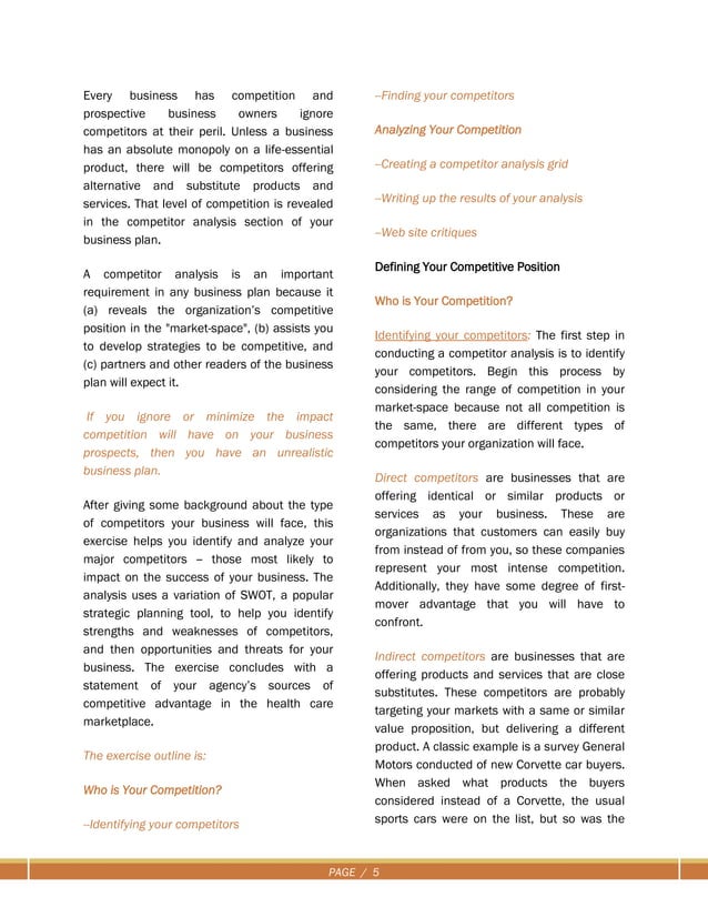 Competitor analysis report format | PDF