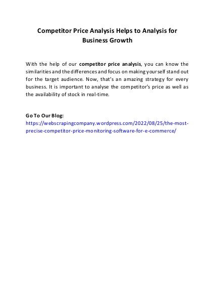 Competitor Price Analysis Helps to Analysis for Business Growth | PDF