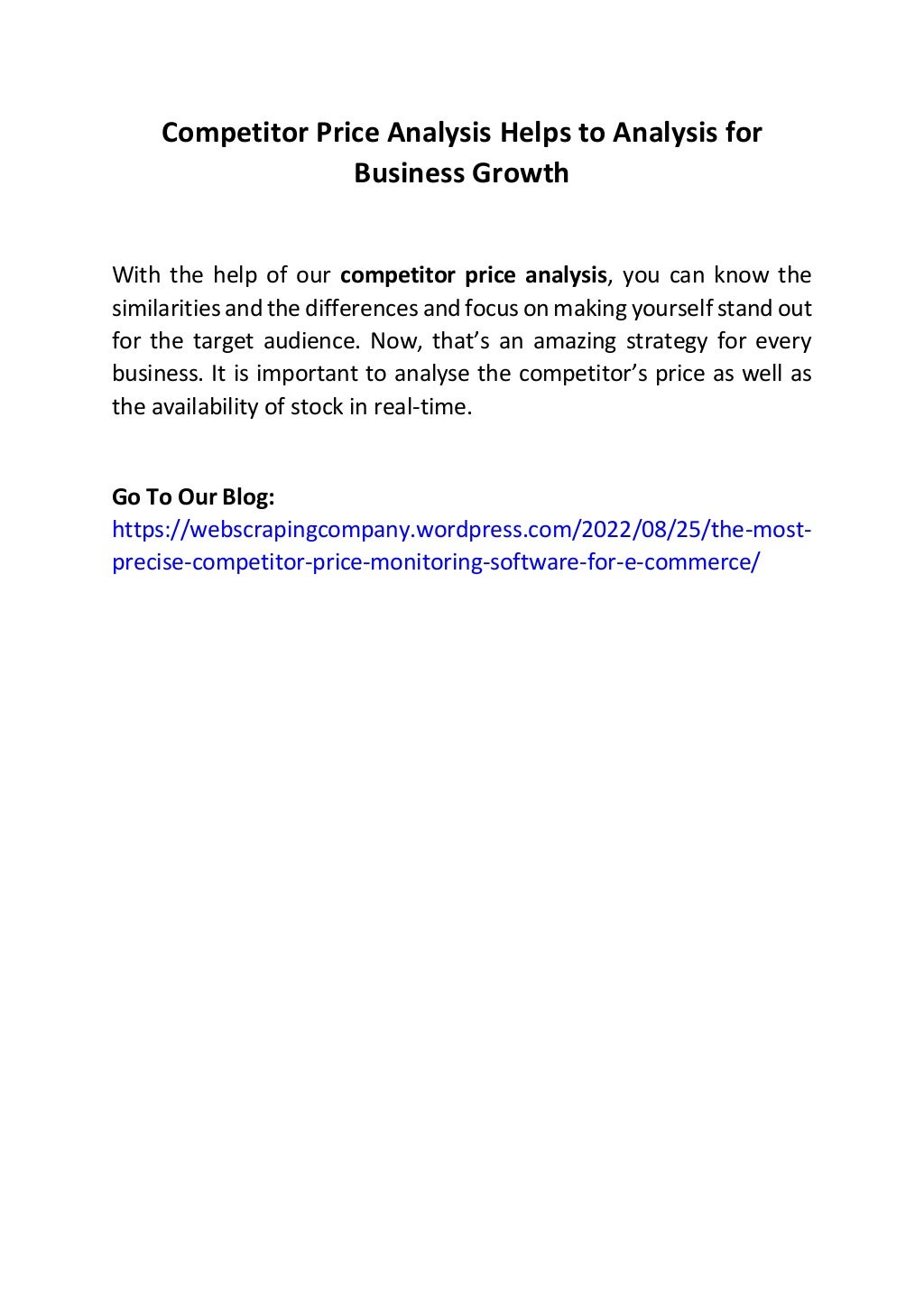 Competitor Price Analysis Helps to Analysis for Business Growth | PDF