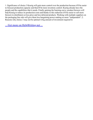 Competitors Of Keurig And Starbucks Verismo | PDF