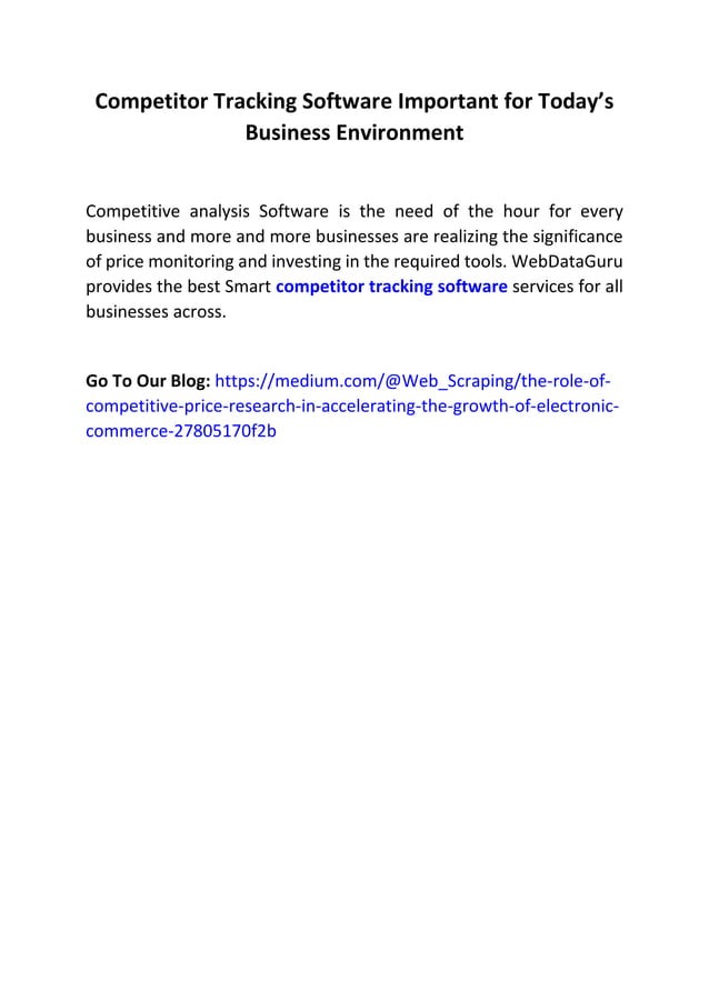 Competitor Tracking Software Important for Today’s Business Environment ...