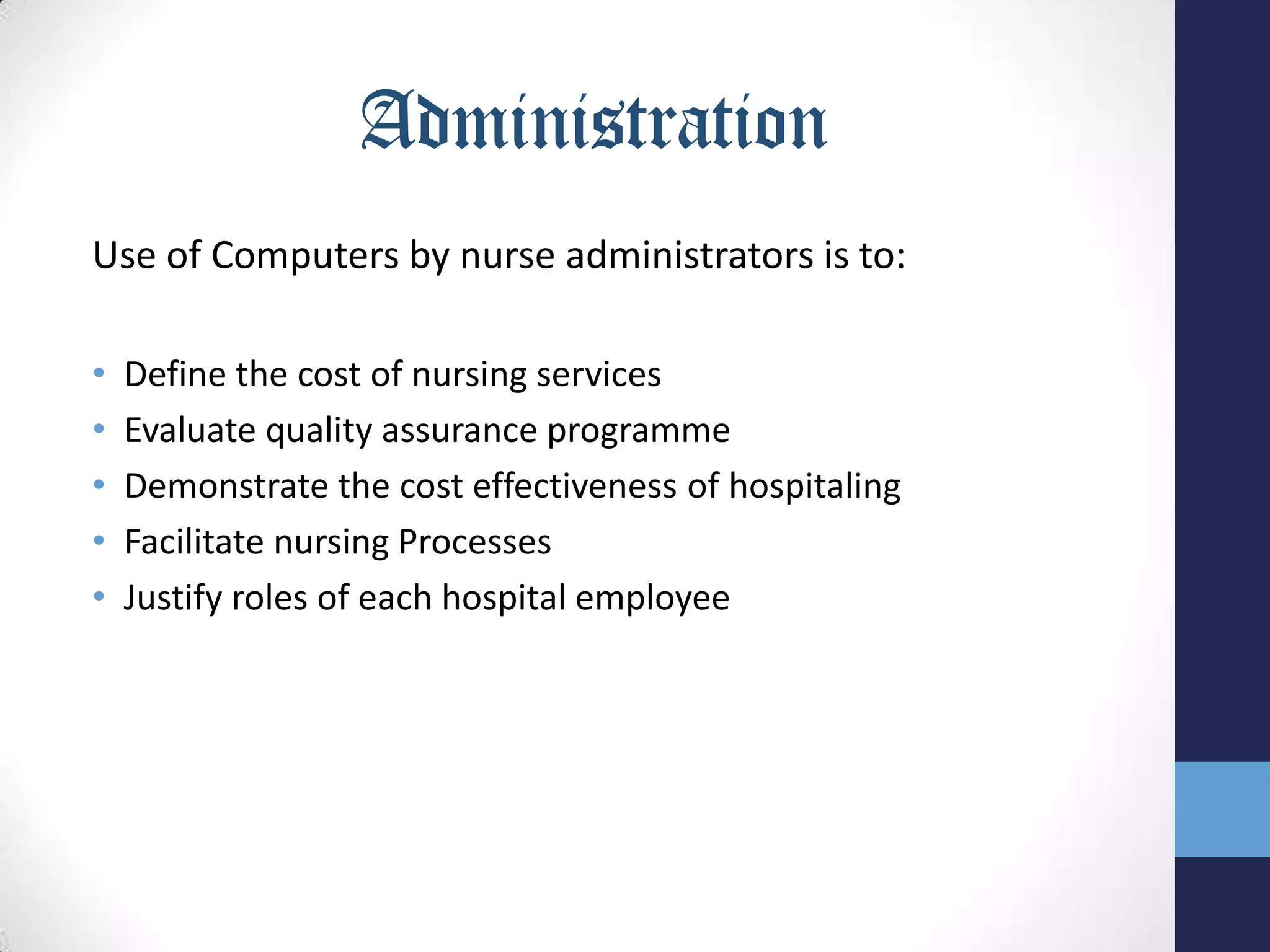 Use of Computers In Hospitals | PPTX