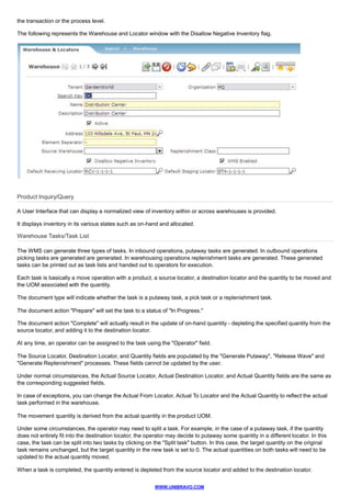 Compiere Warehouse Management System Documentation | PDF