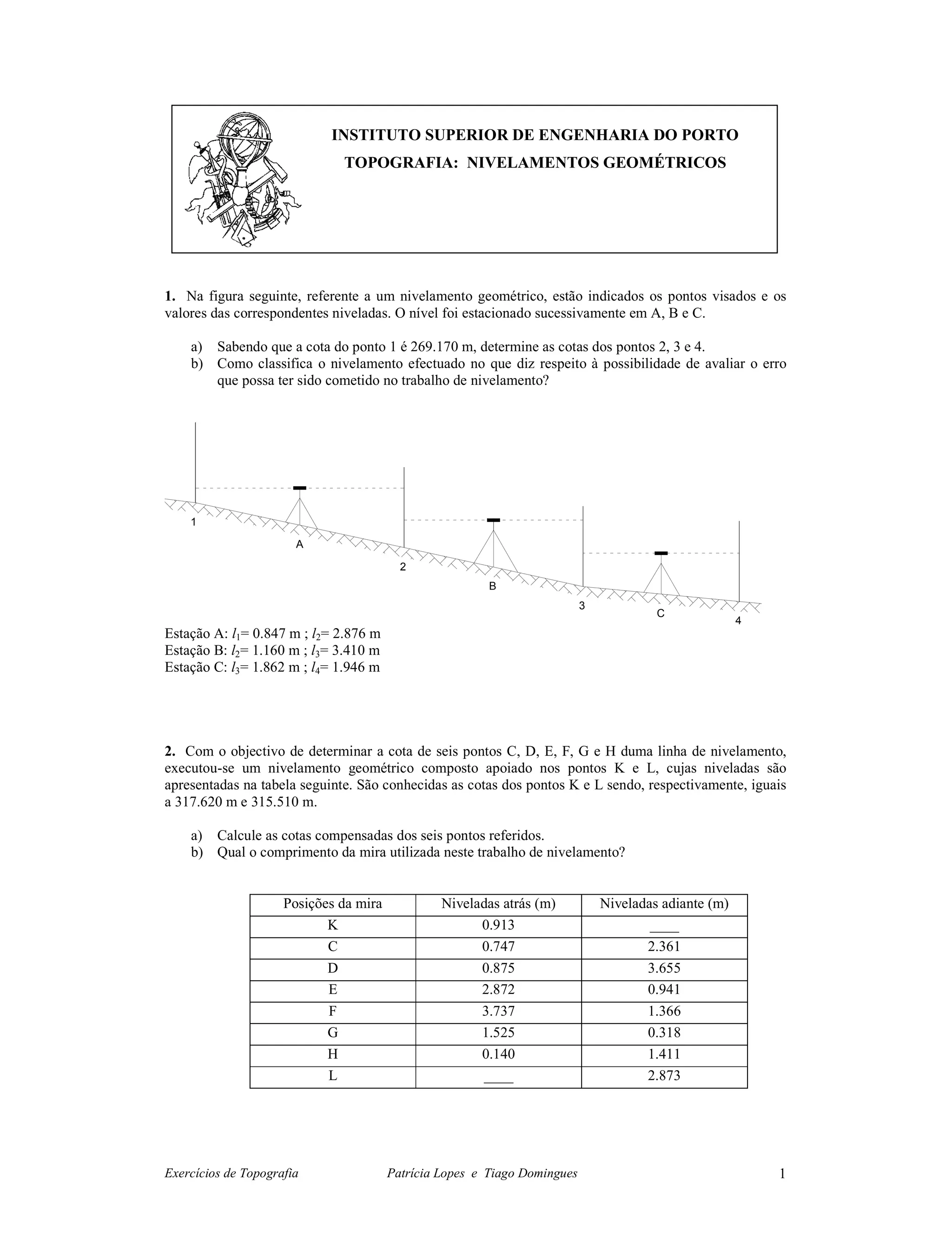 Compilação de exercicios topografia altimetria | PDF | Geology | Science