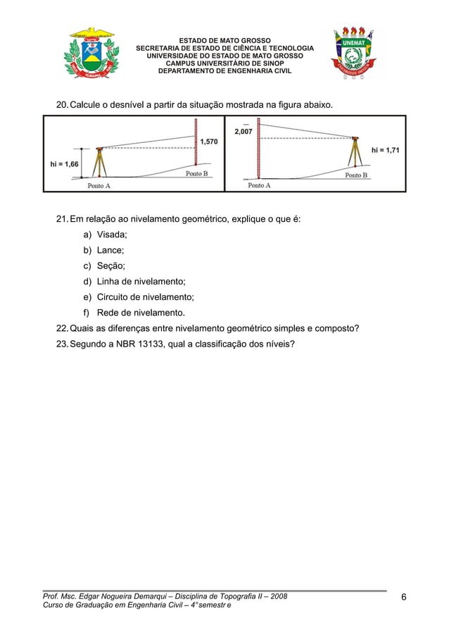 Compilação de exercicios topografia altimetria | PDF | Geology | Science