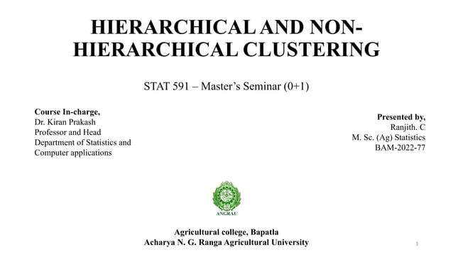 Hierarchical and Non Hierarchical Clustering.pptx | Biological Sciences ...