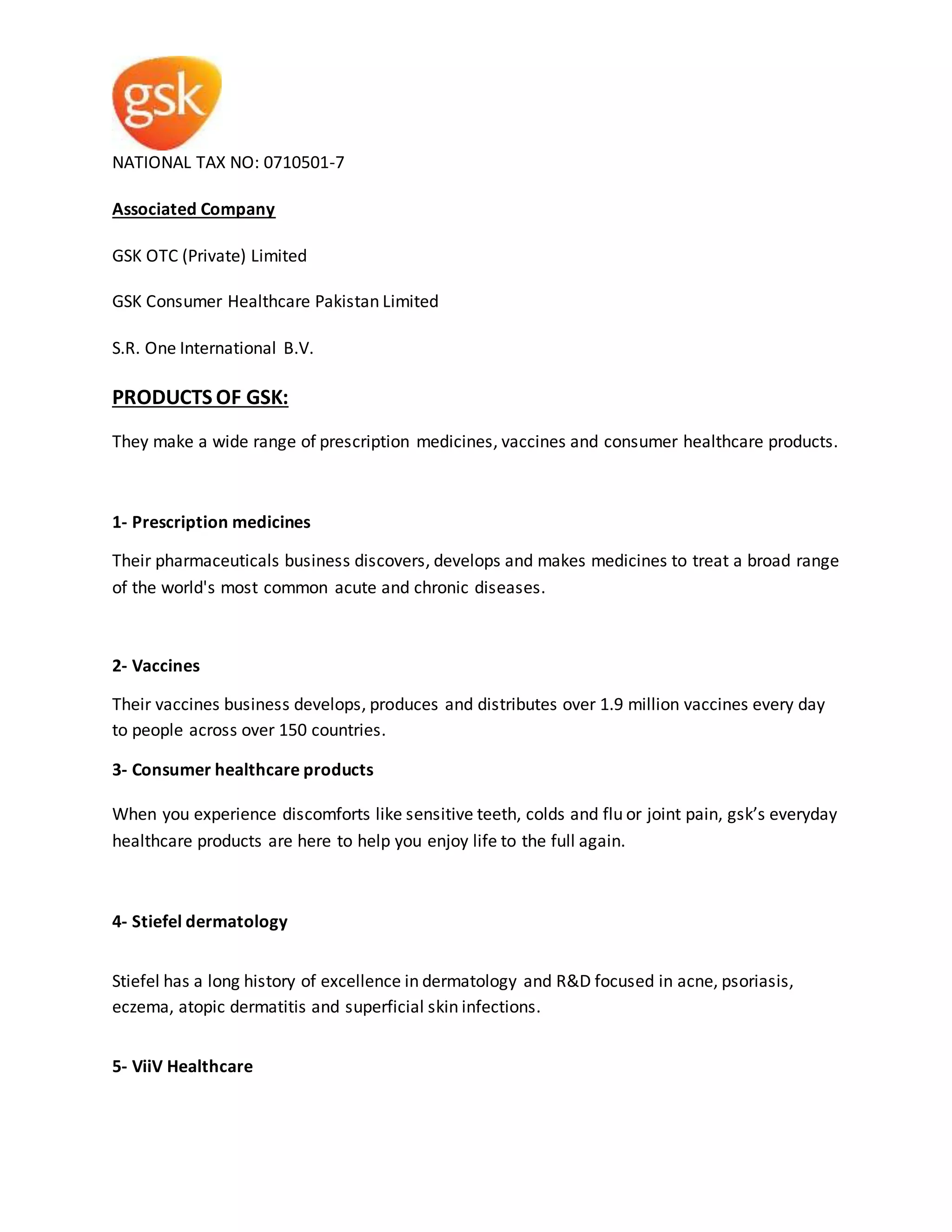 GlaxoSmithKline Pakistan Pharmaceutical company | DOCX