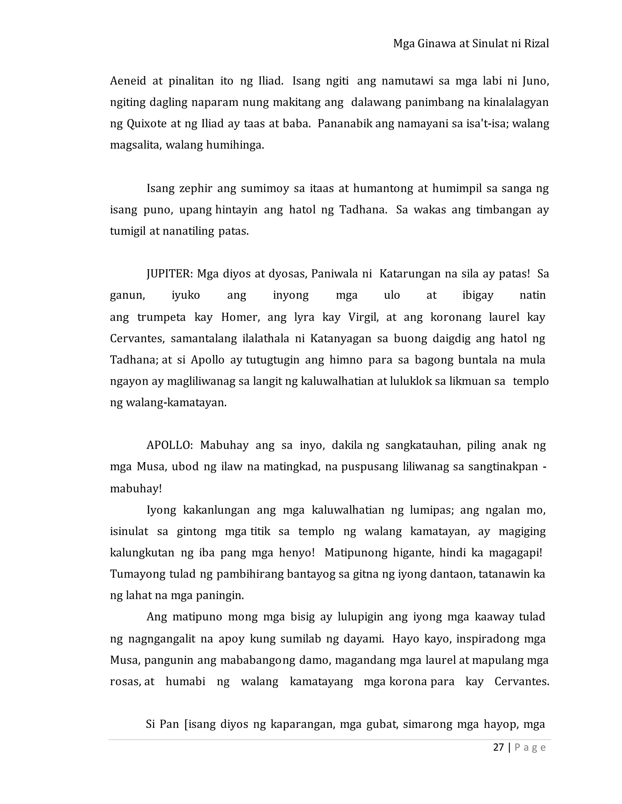 Compilation of Literary Works of Rizal with Interpretation | DOCX