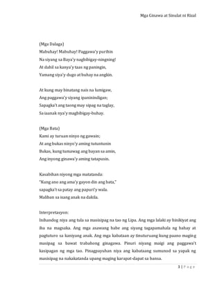 Compilation of Literary Works of Rizal with Interpretation | DOCX