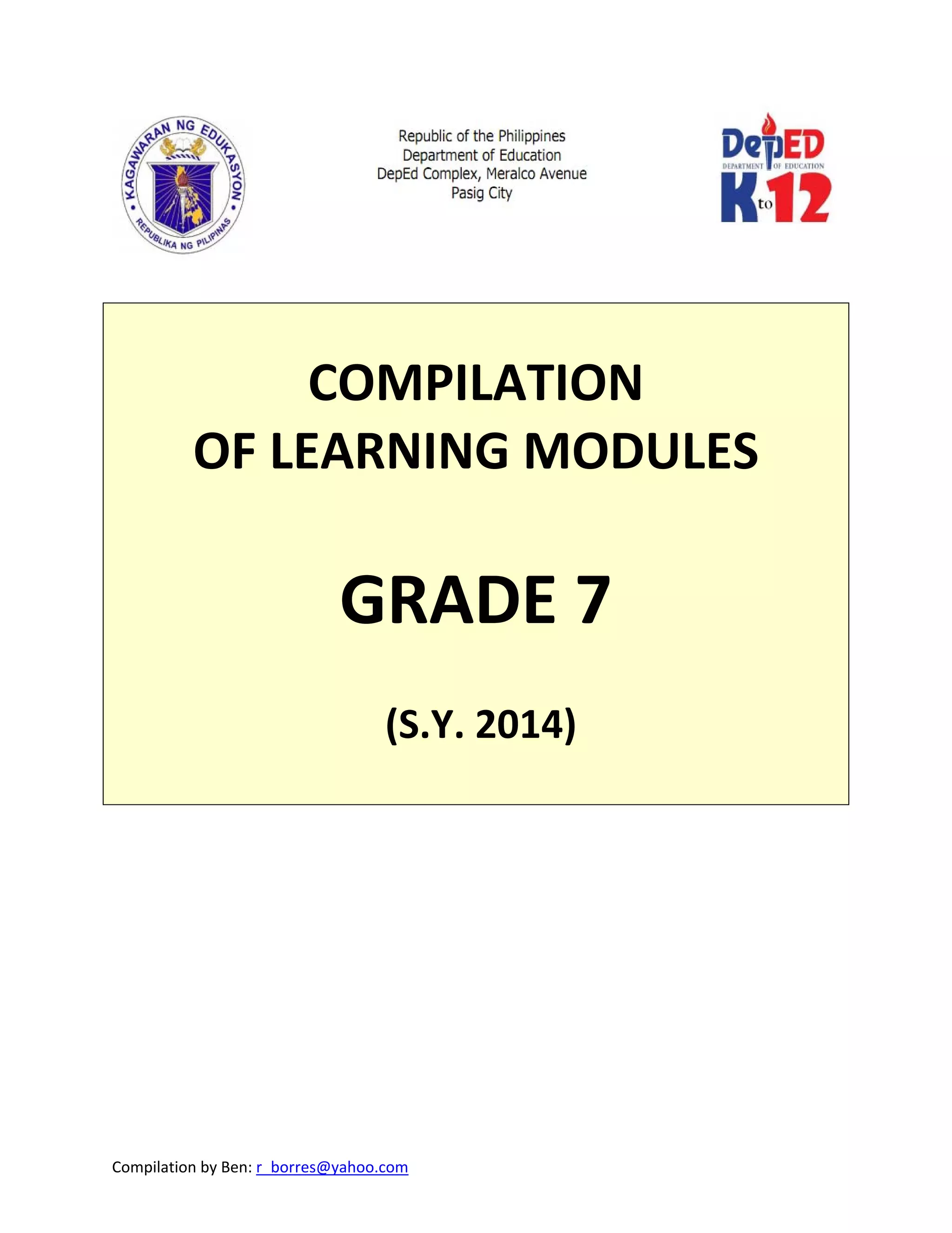 Compilation of Learning Modules GRADE 7 | PDF
