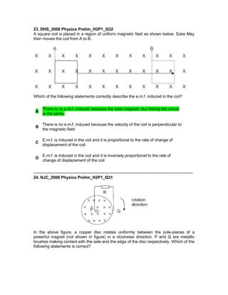 J2 Physics 2008 prelim electromagnetic induction (questions + ans for ...