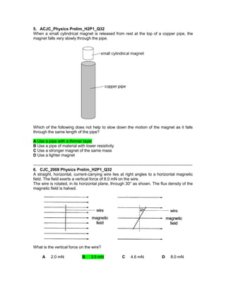 J2 Physics 2008 prelim electromagnetic induction (questions + ans for ...