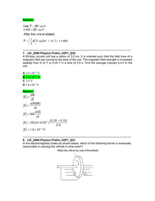 J2 Physics 2008 prelim electromagnetic induction (questions + ans for ...