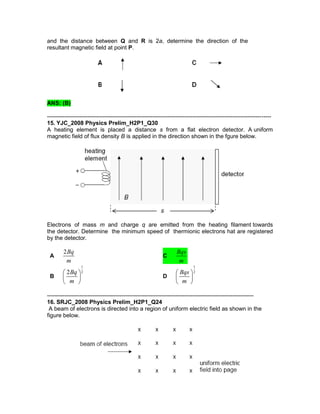 Compilation of questions on electromagnetism (questions only + ans for ...