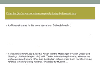 Compilation & standardization of The Quran | PPTX