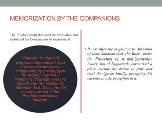 Compilation & standardization of The Quran | PPTX