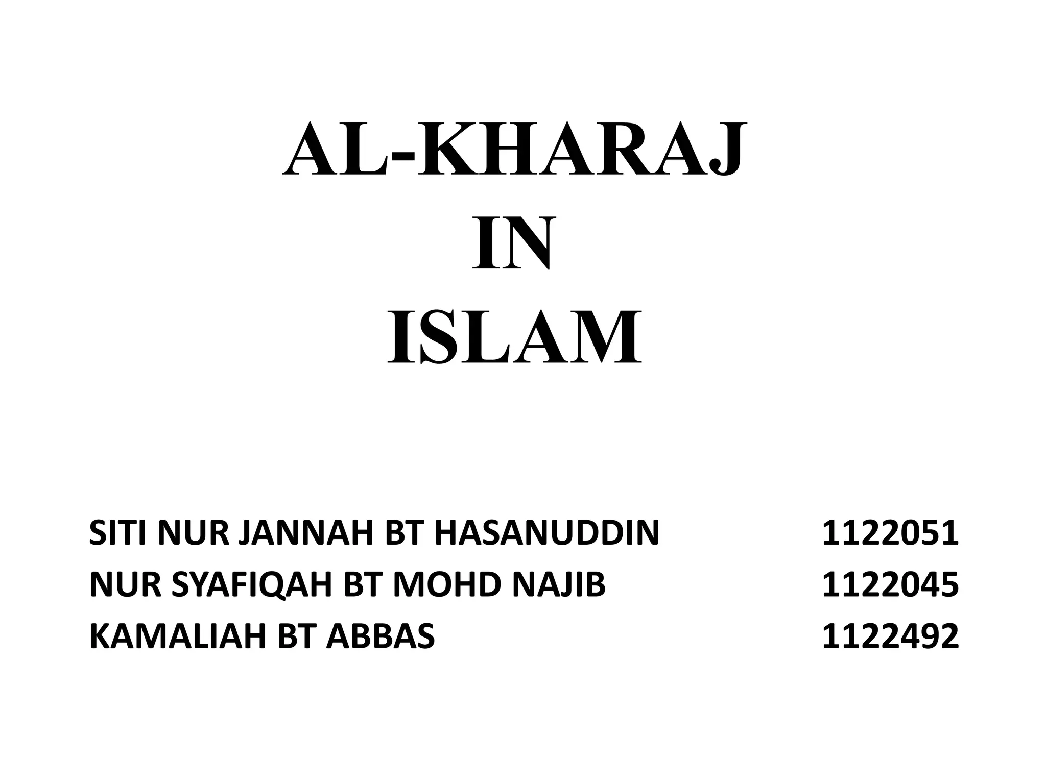 al kharaj in islamic land law | PPTX