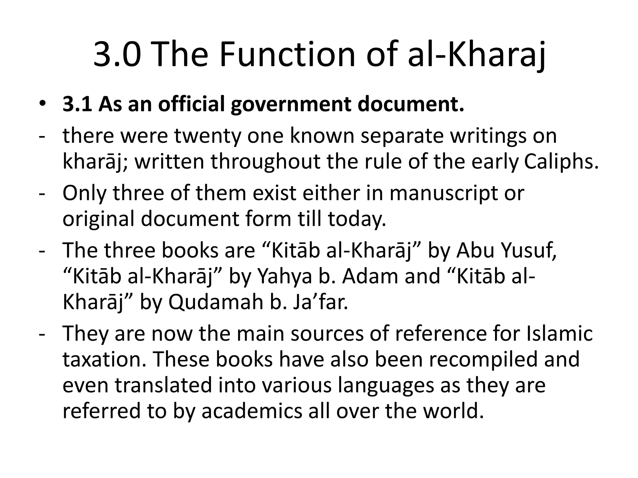 al kharaj in islamic land law | PPTX